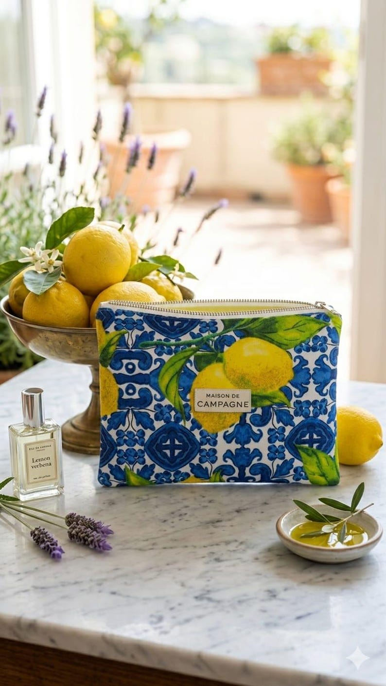 Flat Padded Pouch - Sicilian Lemons - Etsy