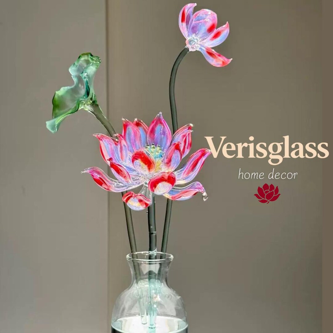 Handmade Liuli Lotus Flower Sculpture, Traditional Chinese Glass Art ...