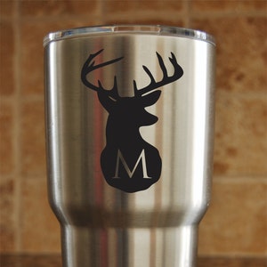 Monogram Deer Decal, Monogram for Men, Deer Decal, Tumbler Decal, Flask ...
