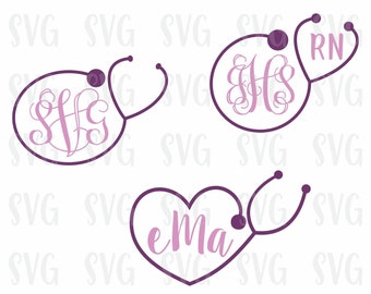 Stethoscope Monogram Doctor Monogram Nurse Monogram RN | Etsy