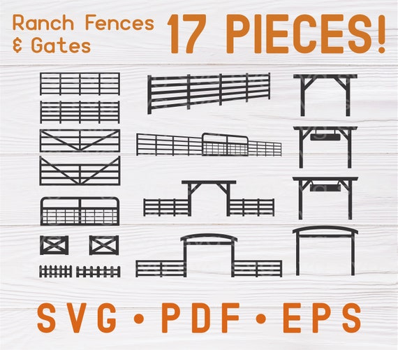 SVG PDF & EPS Files Ranch Fences and Gates Clipart Svg | Etsy