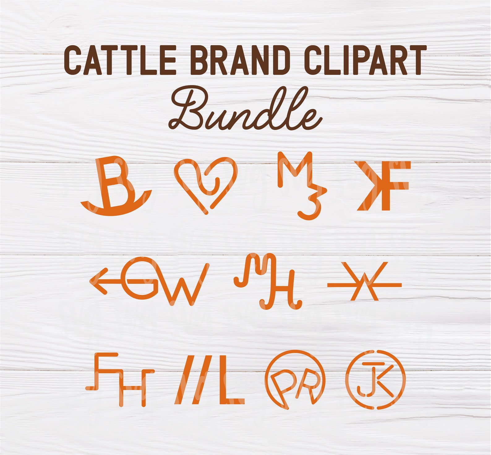 Svg And Pdf File Cattle Brand Clipart Set Cattle Brand Etsy Nederland