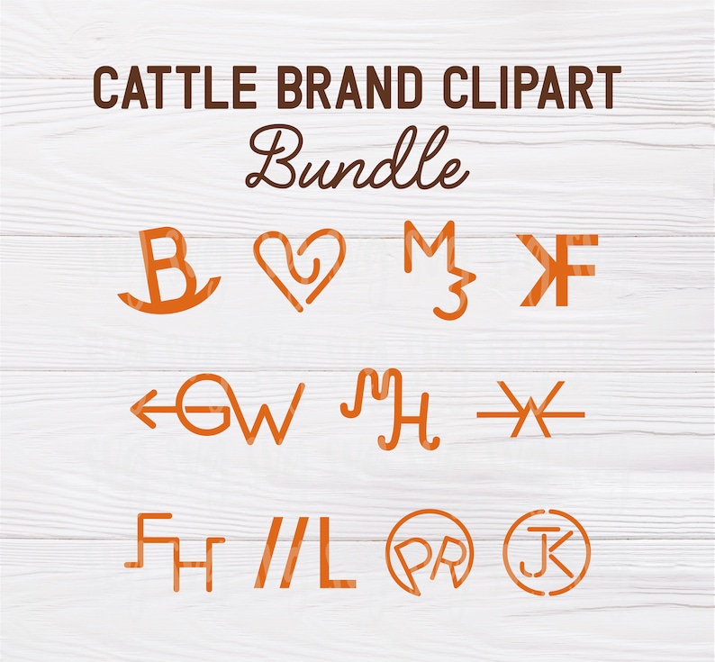 SVG & PDF File | Cattle Brand Clipart Set, Cattle Brand Symbols Pdf ...