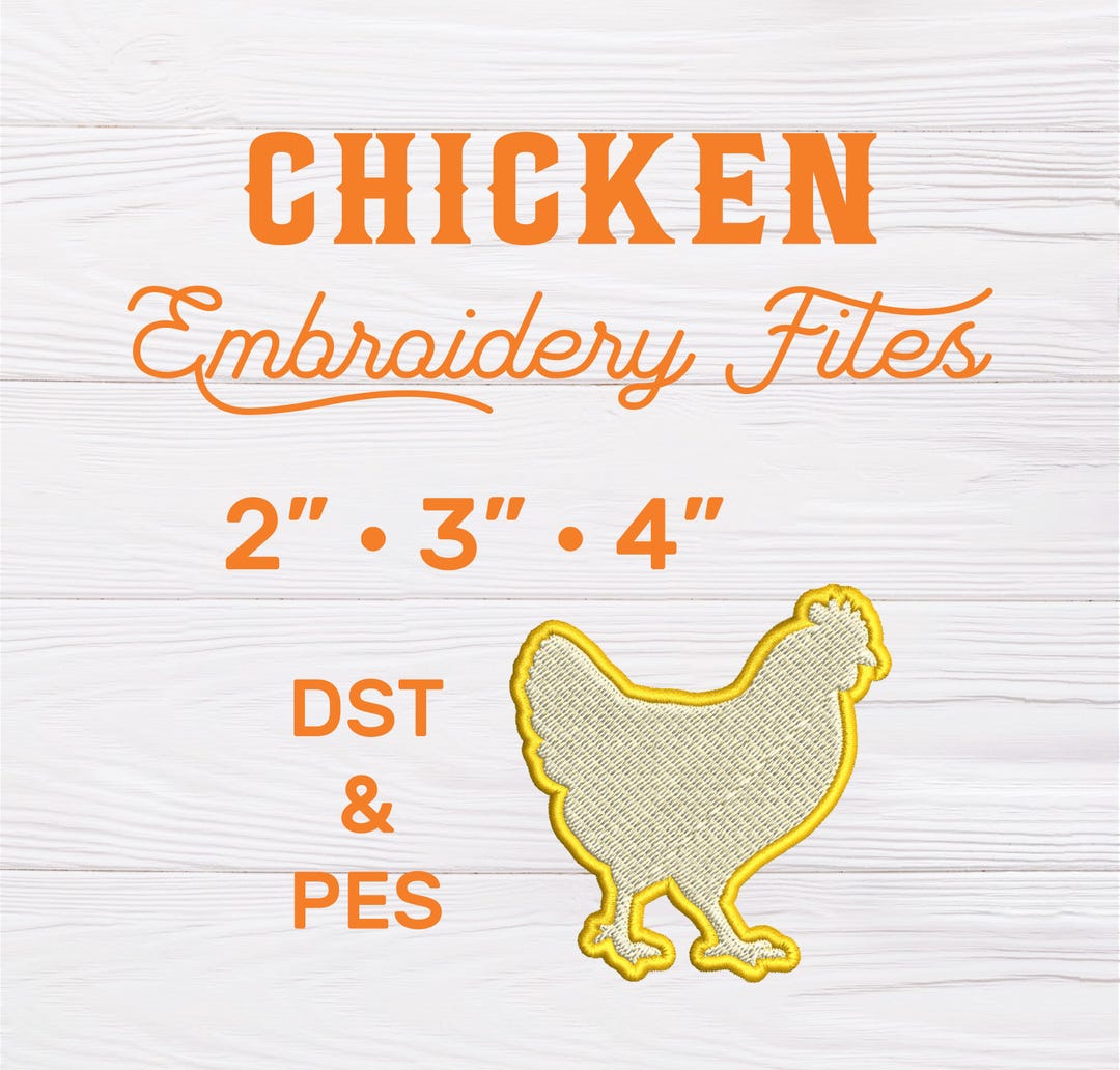 DST & PES Files | Chicken Embroidery File With Fill Stitches, Chicken ...