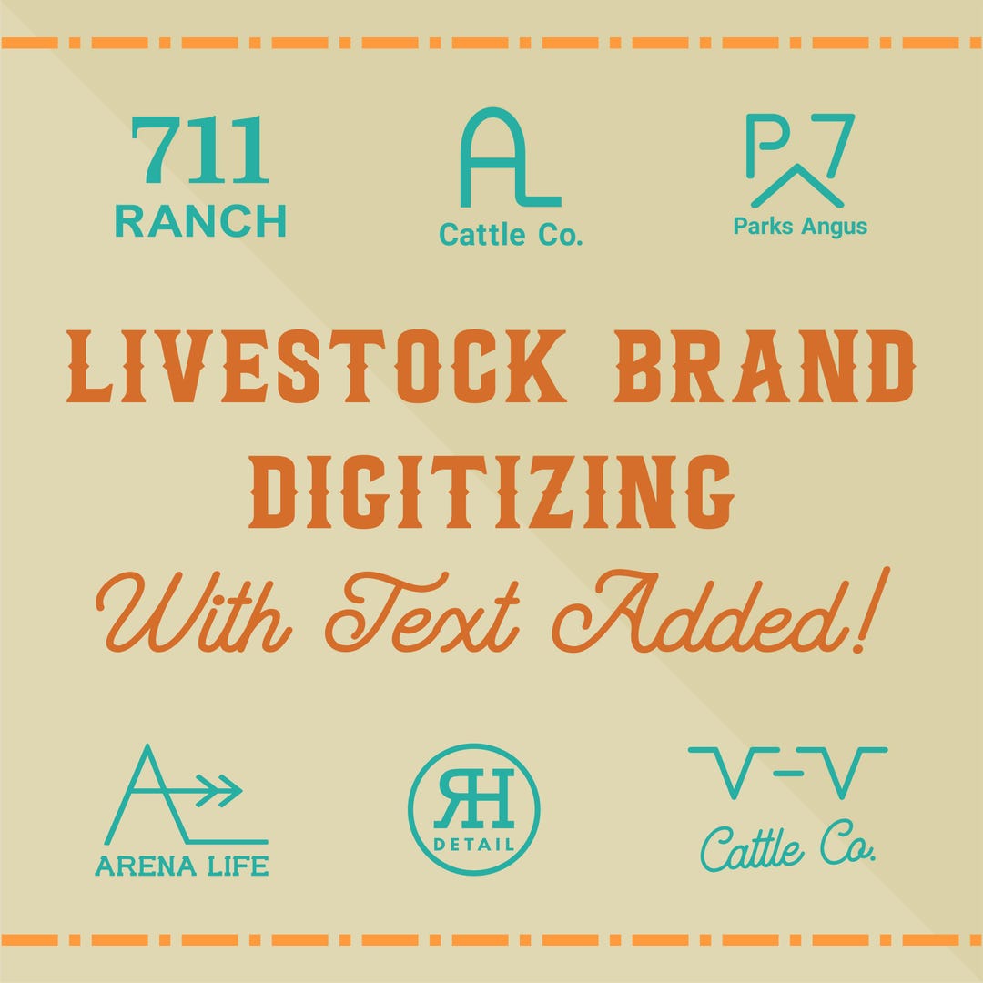 Premium Livestock Brand Digitizing Service With Text by Xcalibur Ink. Graphx || Brand Digitizing ...