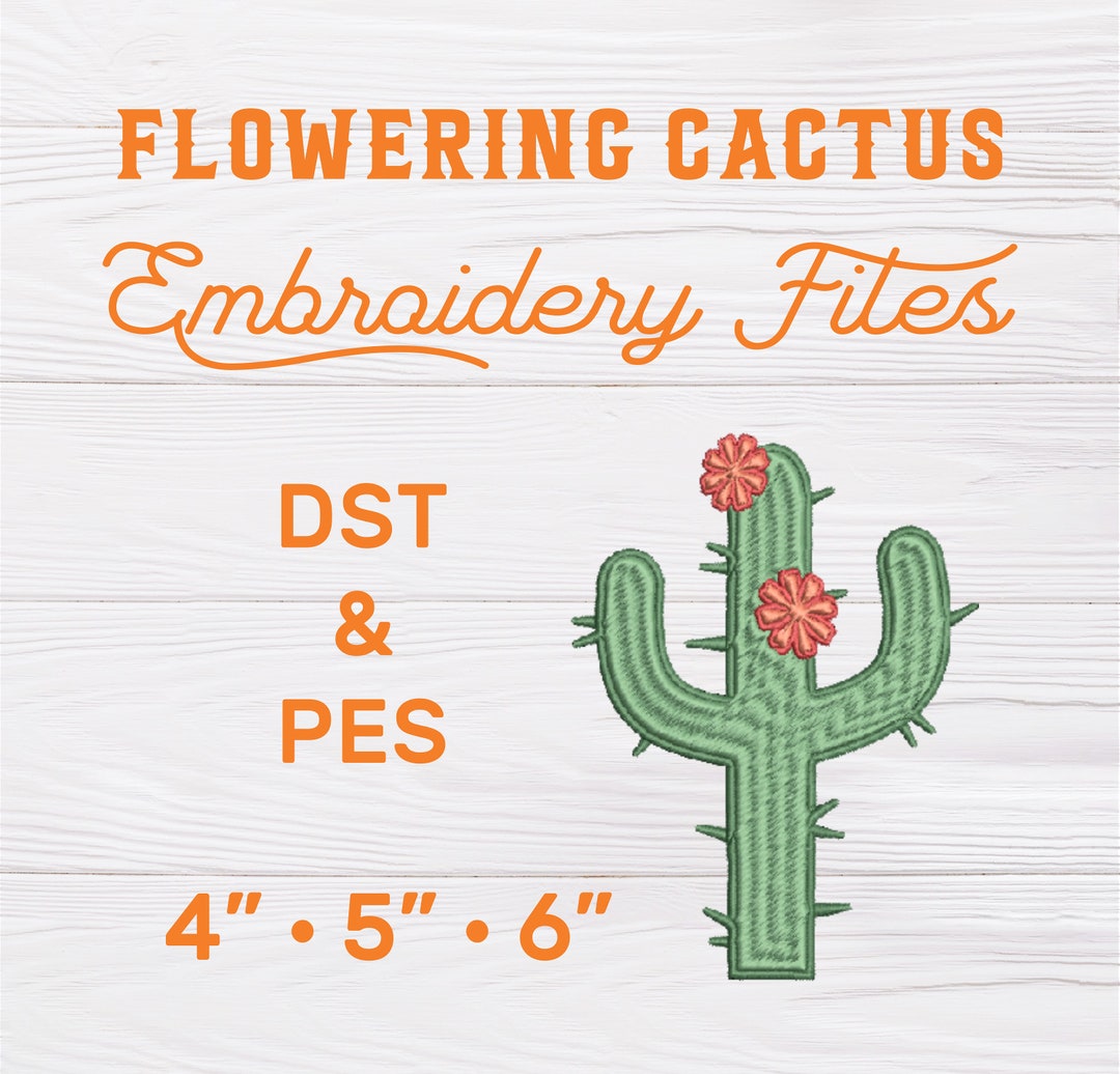 DST & PES Files | Flowering Cactus Embroidery Files, Cactus DST Files ...