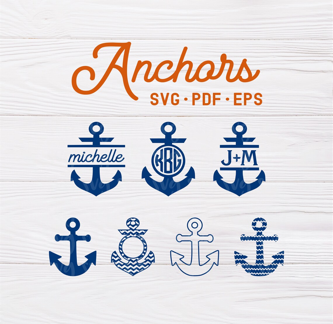 SVG PDF & EPS Files Anchor Monogram Frames Svg Svg Anchor | Etsy