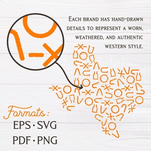 SVG, PNG, PDF & Eps File | Texas Cattle Brand Clipart Craft Set, Texas Livestock Brand Clipart ...