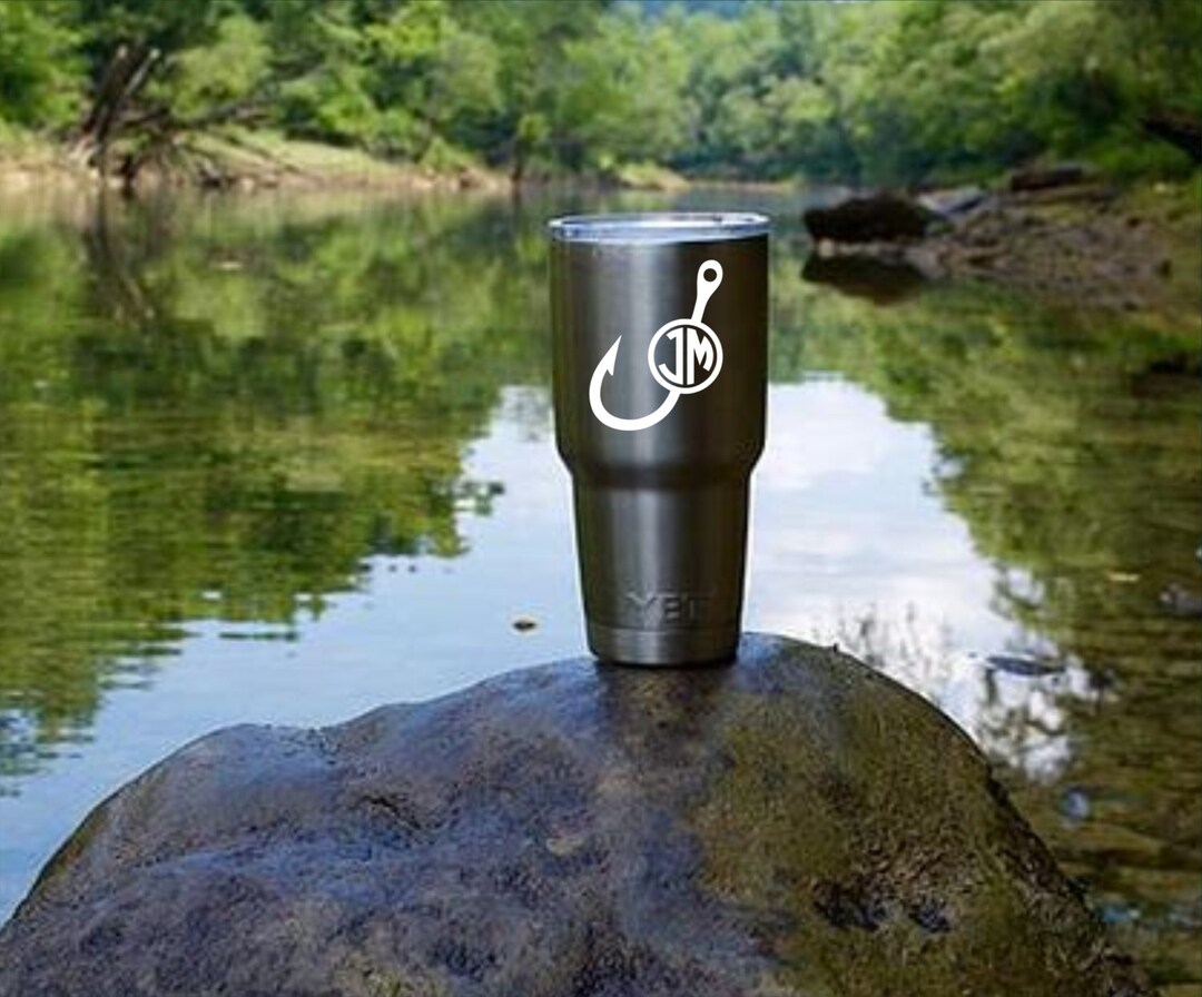 Fish Hook Monogram Decal, Bass Fishing Decal, Fish Hook Monogram Decal ...