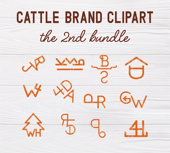 SVG PNG & PDF File Cattle Brand Clipart Set the 2nd - Etsy