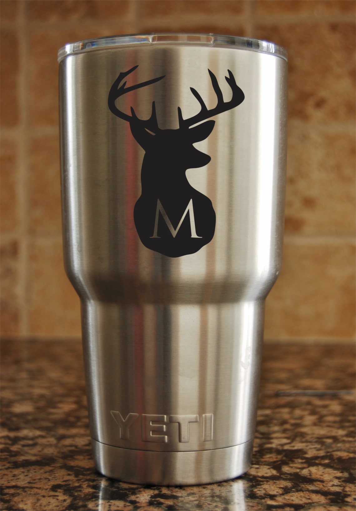 Monogram Deer Decal, Monogram for Men, Deer Decal, Tumbler Decal, Flask ...