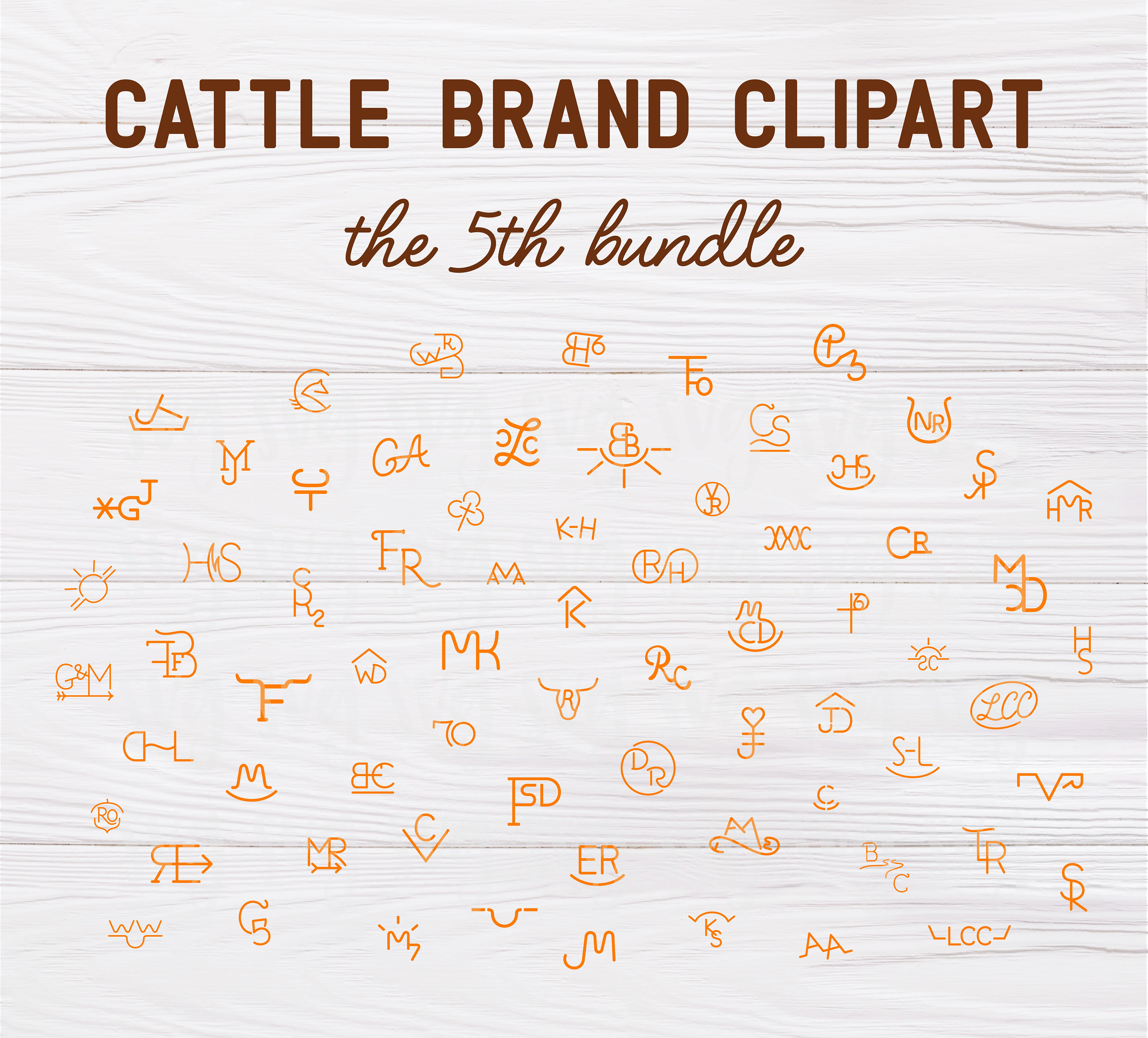 SVG, EPS, PNG & Pdf File | Large Cattle Brand Clipart Set (the 5th ...