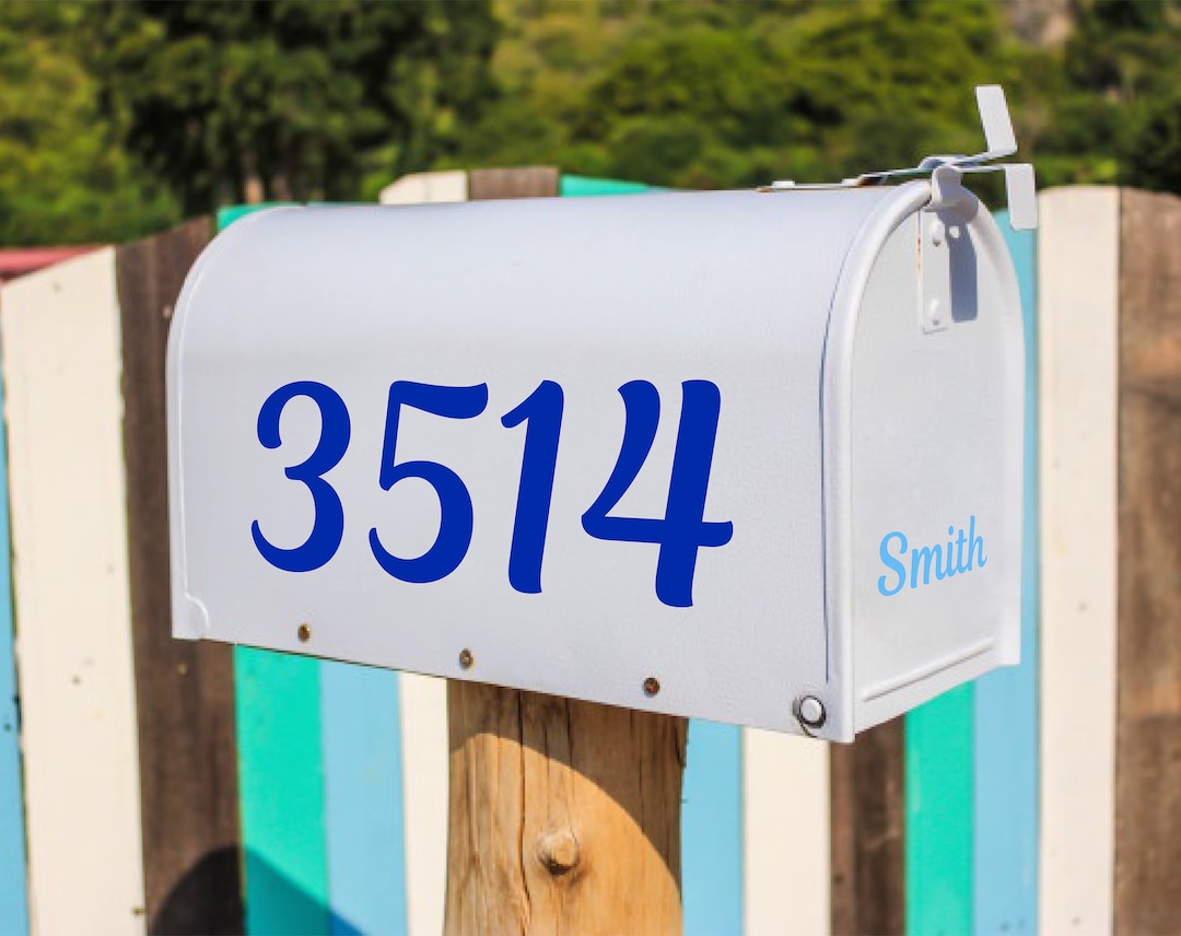 Script Mailbox Address Numbers, Script Modern Mailbox Numbers, Custom ...