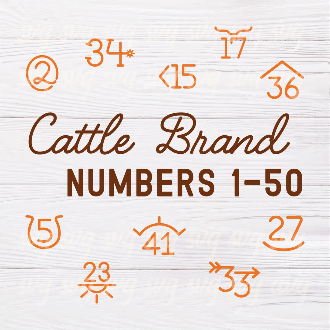 PNG & PDF Files | Cattle Brand Numbers Bundle, Cattle Brand Clipart Set ...