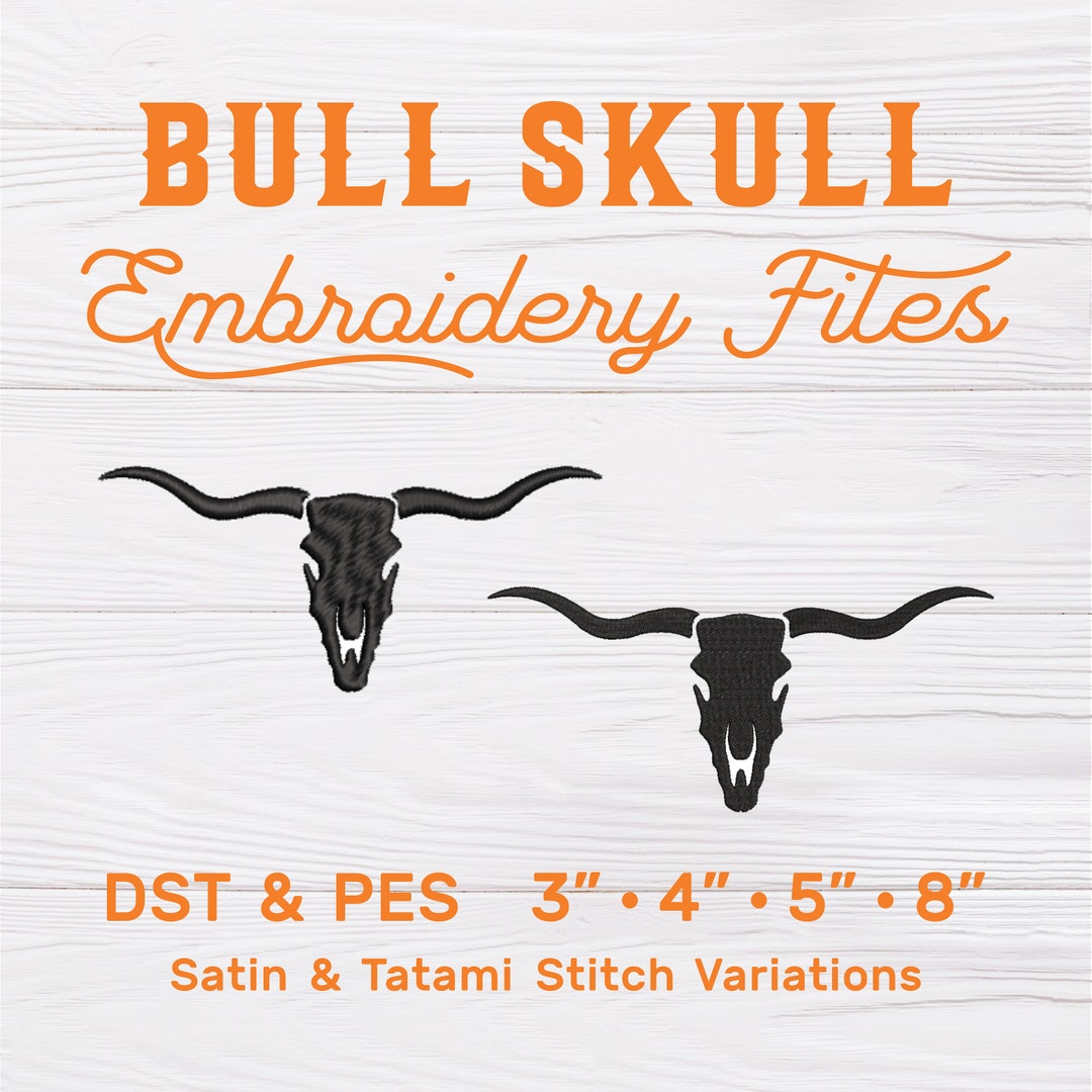 DST & PES Files | Bull Skull Embroidery Files, Cattle Skull DST Files ...