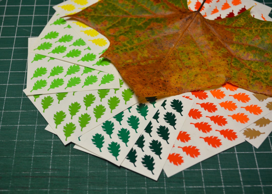 200 Leaf Stickers, 0.5" Oak Leaf Stickers, Small Leaf Stickers, Small ...