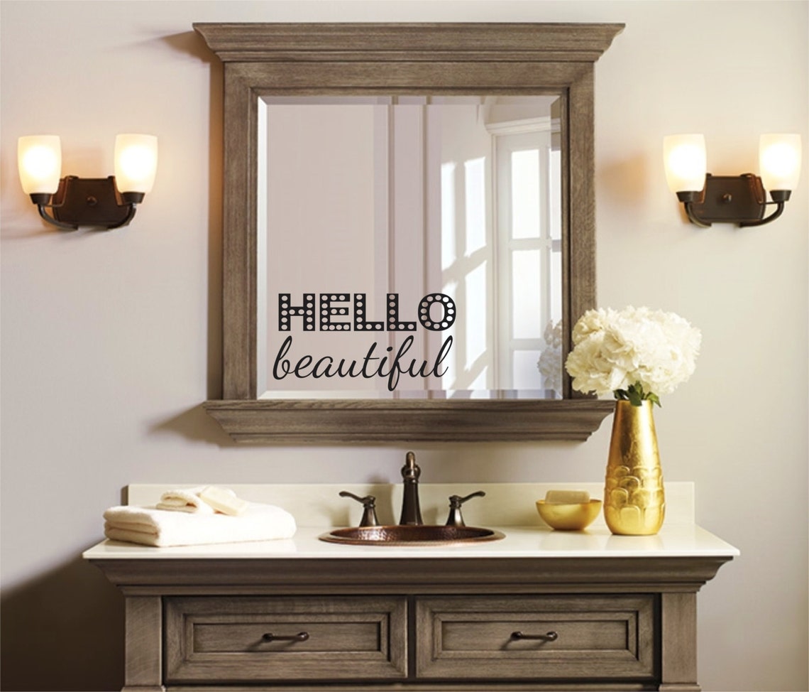 Hello Beautiful Hello Beautiful Mirror Decal Bathroom Mirror | Etsy