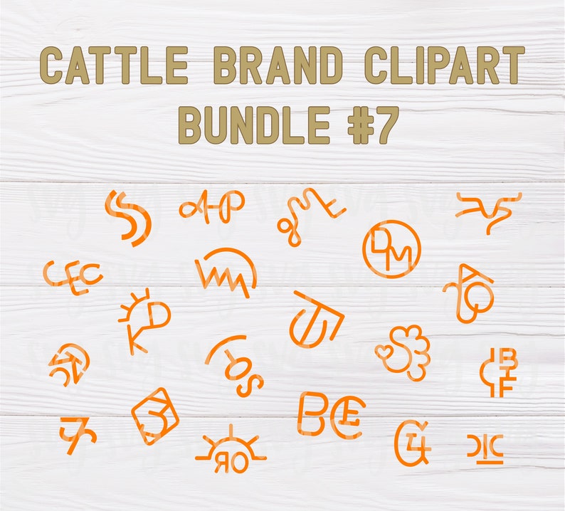 SVG EPS PNG & Pdf File Cattle Brand Clipart Set the 7th - Etsy