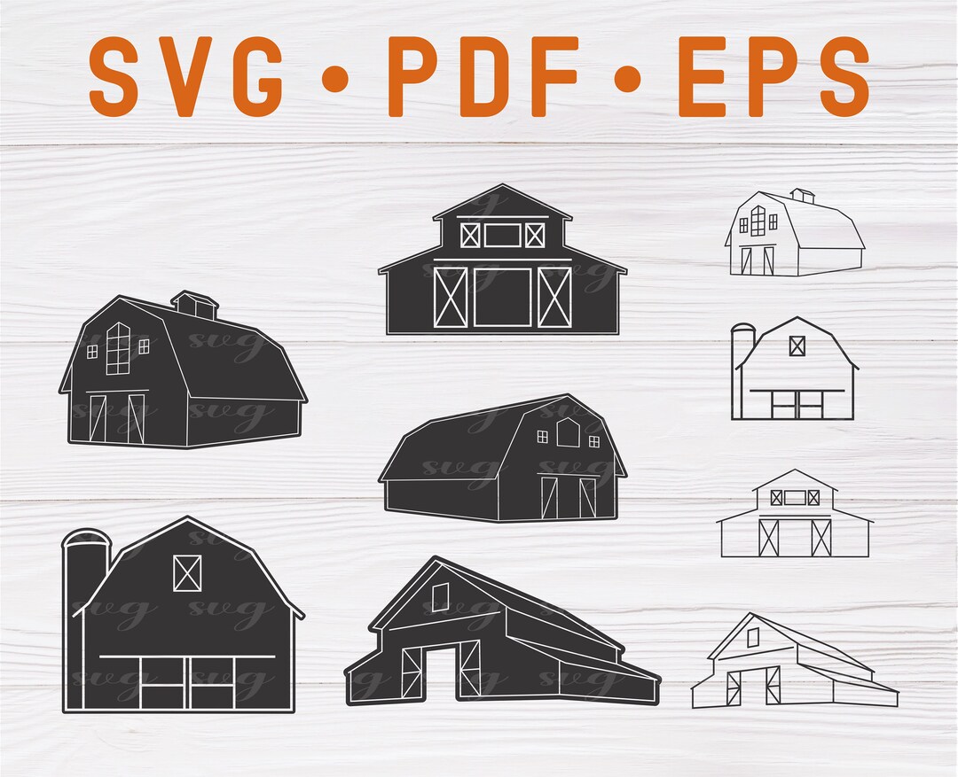 SVG, PDF & EPS Files | Ranch Barn Clipart Svg, Farm Barn Svg, Barn Svg ...