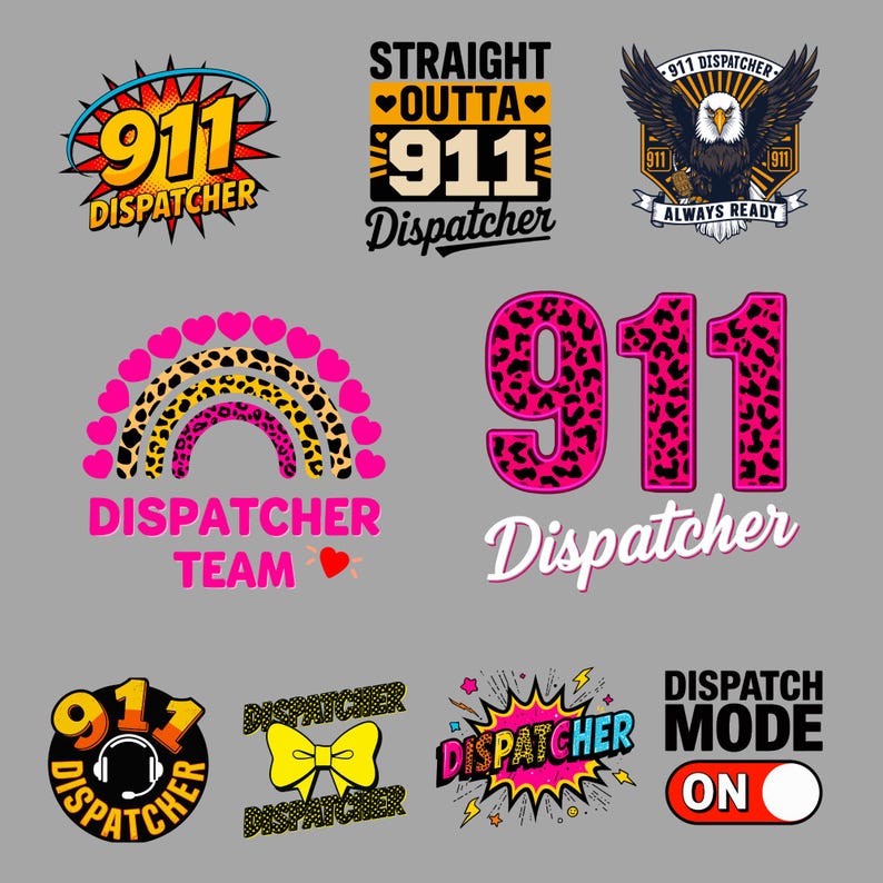 911 Dispatcher PNG Bundle | Retro Graphics | First Responder ...