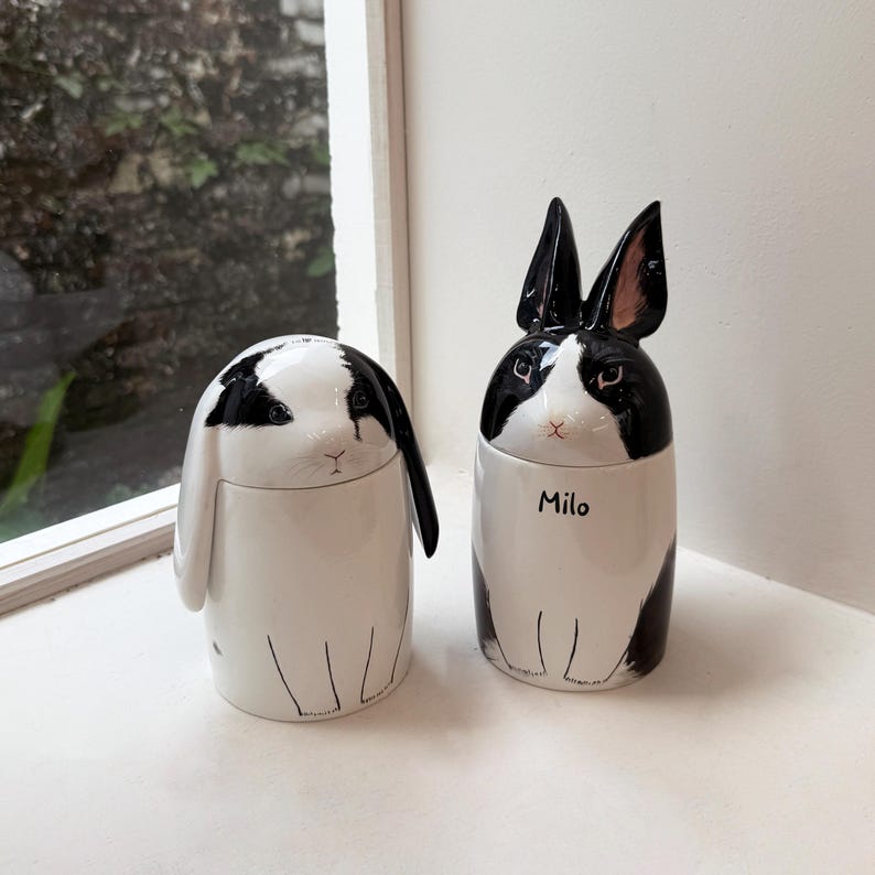 Custom Ceramic Rabbits Urn, Personalized Pet Memorial Keepsake Urn, Pet ...