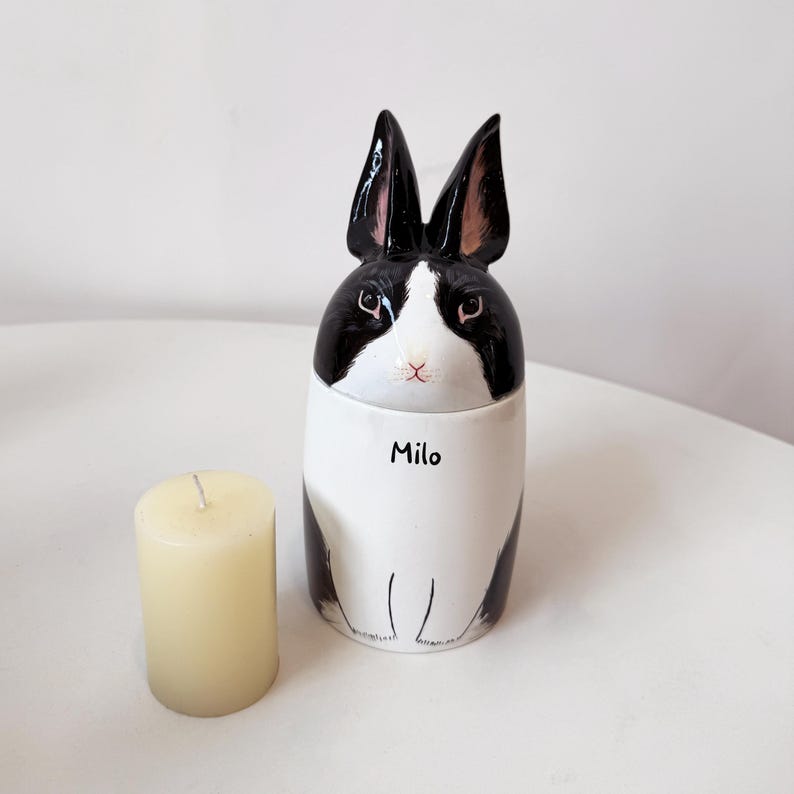 Custom Ceramic Rabbits Urn, Personalized Pet Memorial Keepsake Urn, Pet ...