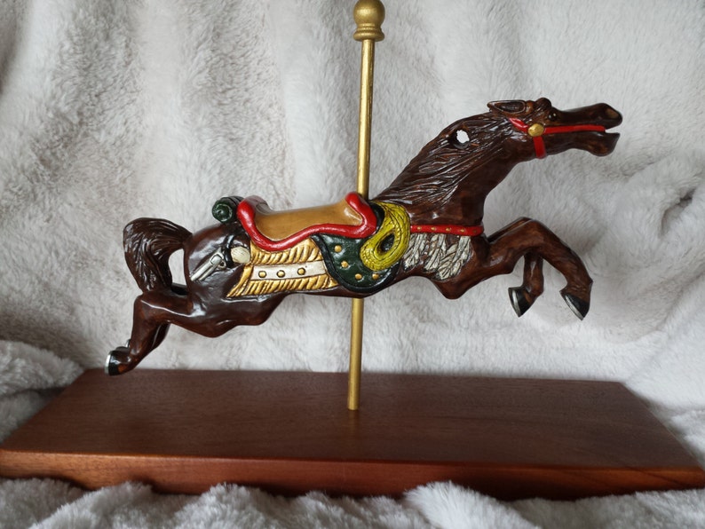 Hand Carved Wood Sculpture, Miniature Carousel Horse, Cowboy Pony (free ...