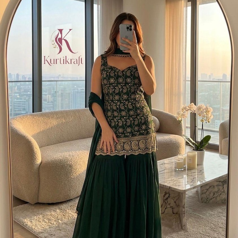 Punjabi Suit Mirror Work - Etsy