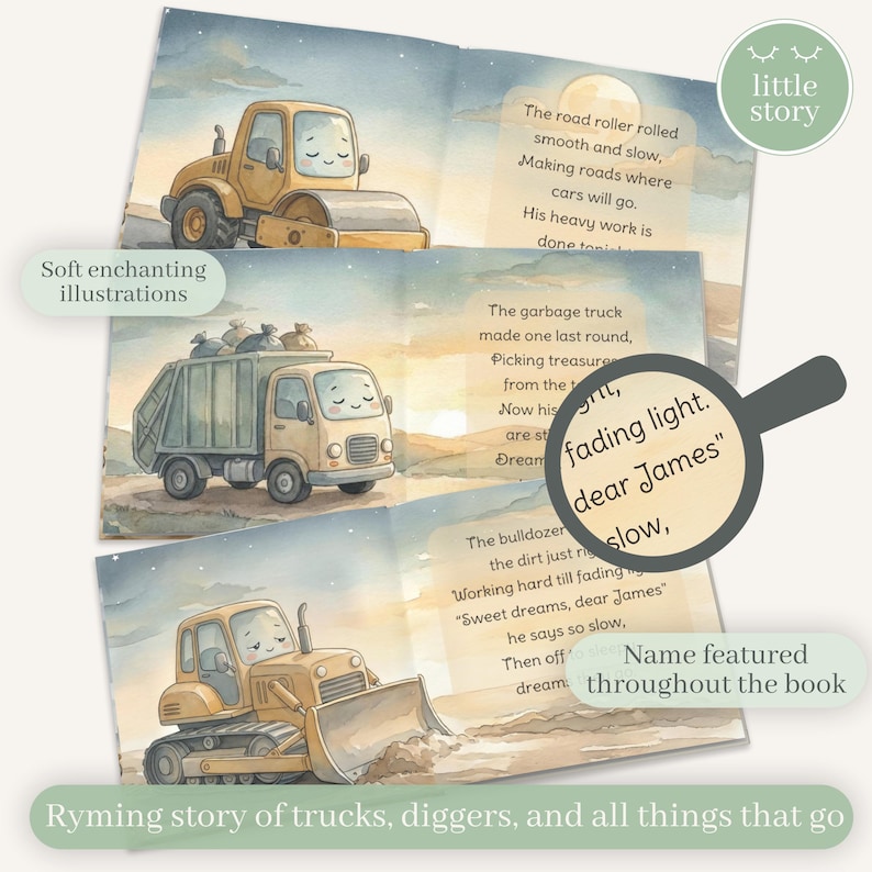Custom Truck Bedtime Story Book, Personalized Toddler Book With Name ...