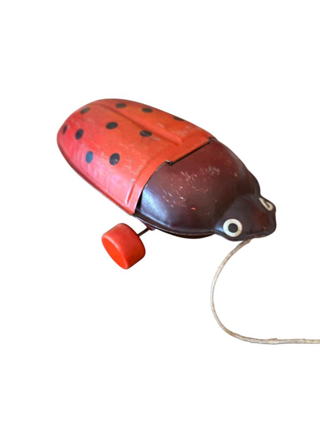 Ladybug Pull Toy With Storage, Vintage Animal Pull Toy, Metal Ladybug ...