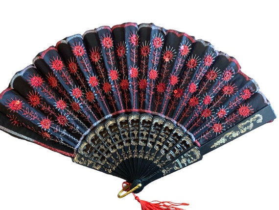 4 Hand Fans, Asian Paper Fan, Fabric Fan, Assorted Ha… - Gem