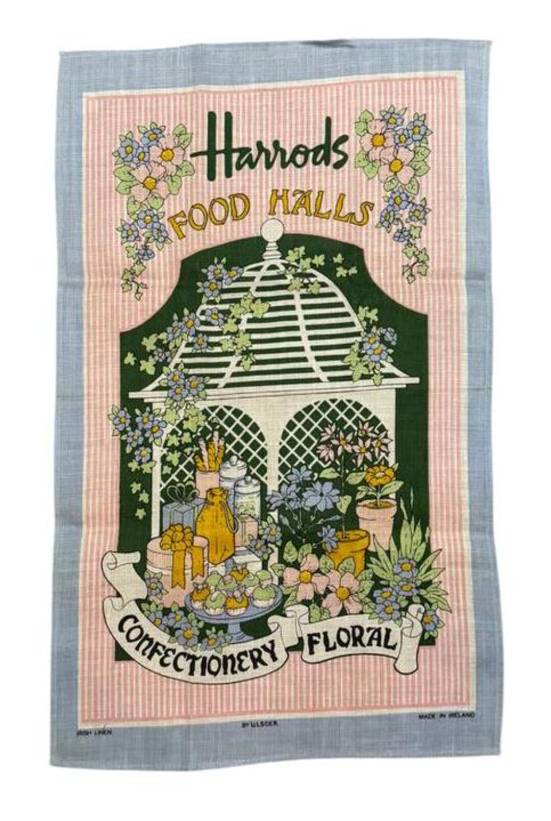 Vintage NEW Irish Linen Harrods Food Halls Pure Irish Linen Souvenir ...