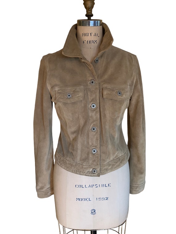 Suede Jean Jacket, Cap Suede Jacket, Timeless Beige S… - Gem