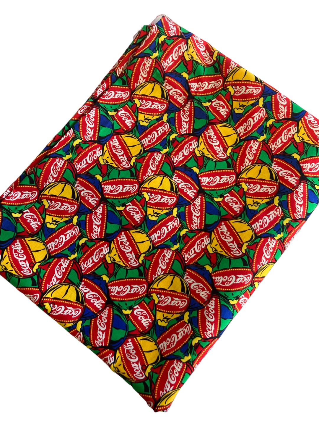 Coca Cola Fabric, 2.8 Yards Rare Vintage Fabric Craft Material Coke ...