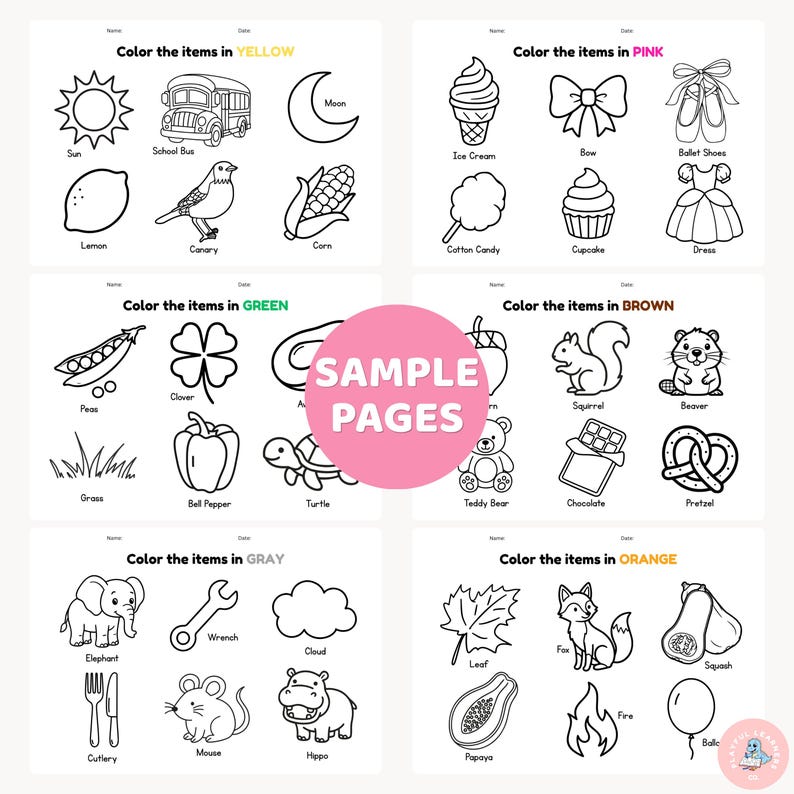 Preschool Learning Colors Worksheets | 20 Printable Activities (instant ...