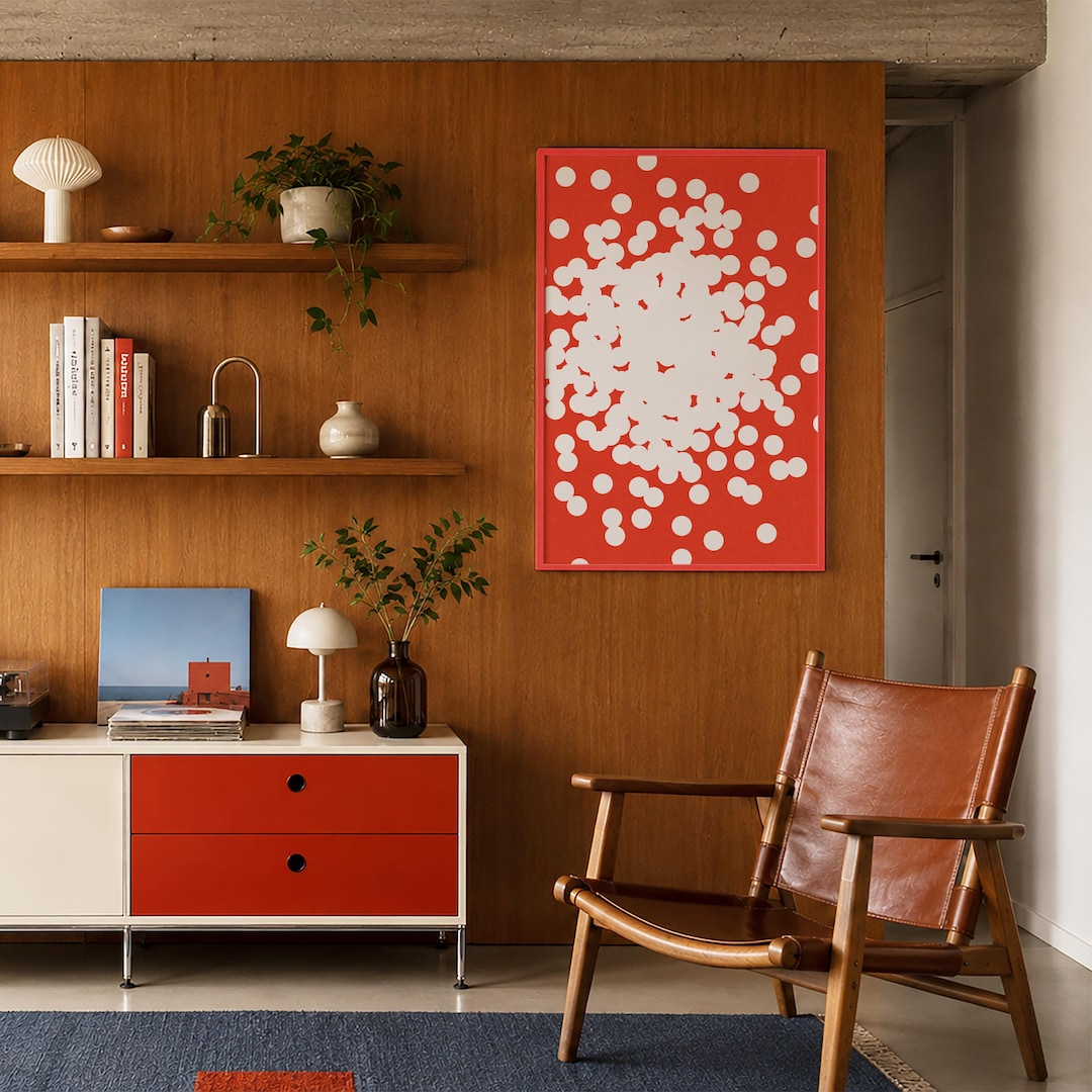 Mid Century Modern Abstract Red Wall Art Poster (digital Download) - Etsy