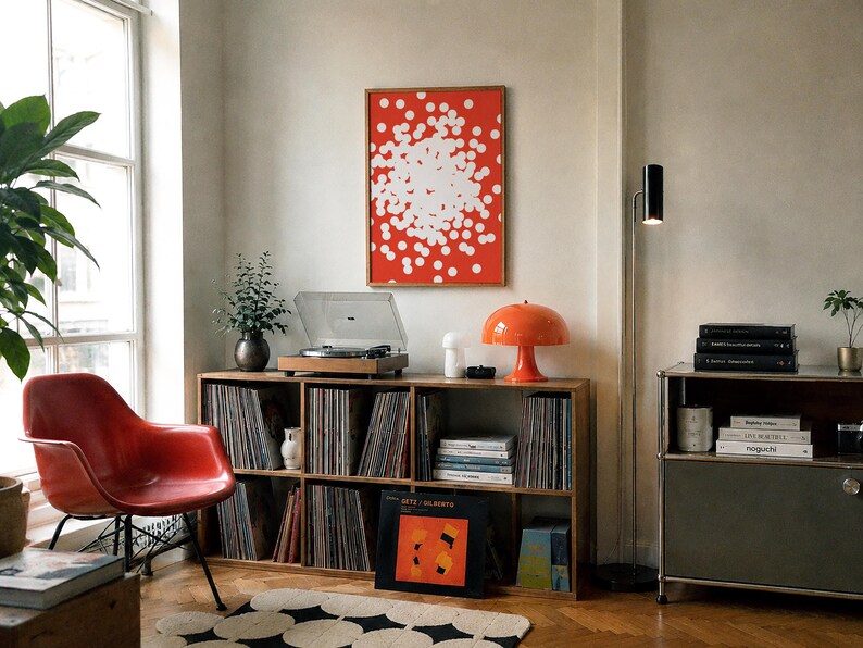 Mid Century Modern Abstract Red Wall Art Poster (digital Download) - Etsy