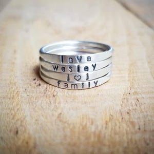 Stackable Name Rings in Sterling Silver or 14K Gold - Etsy