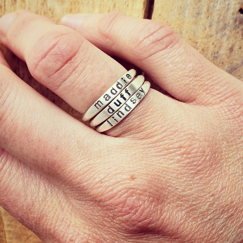 Stackable Name Rings in Sterling Silver or 14K Gold - Etsy