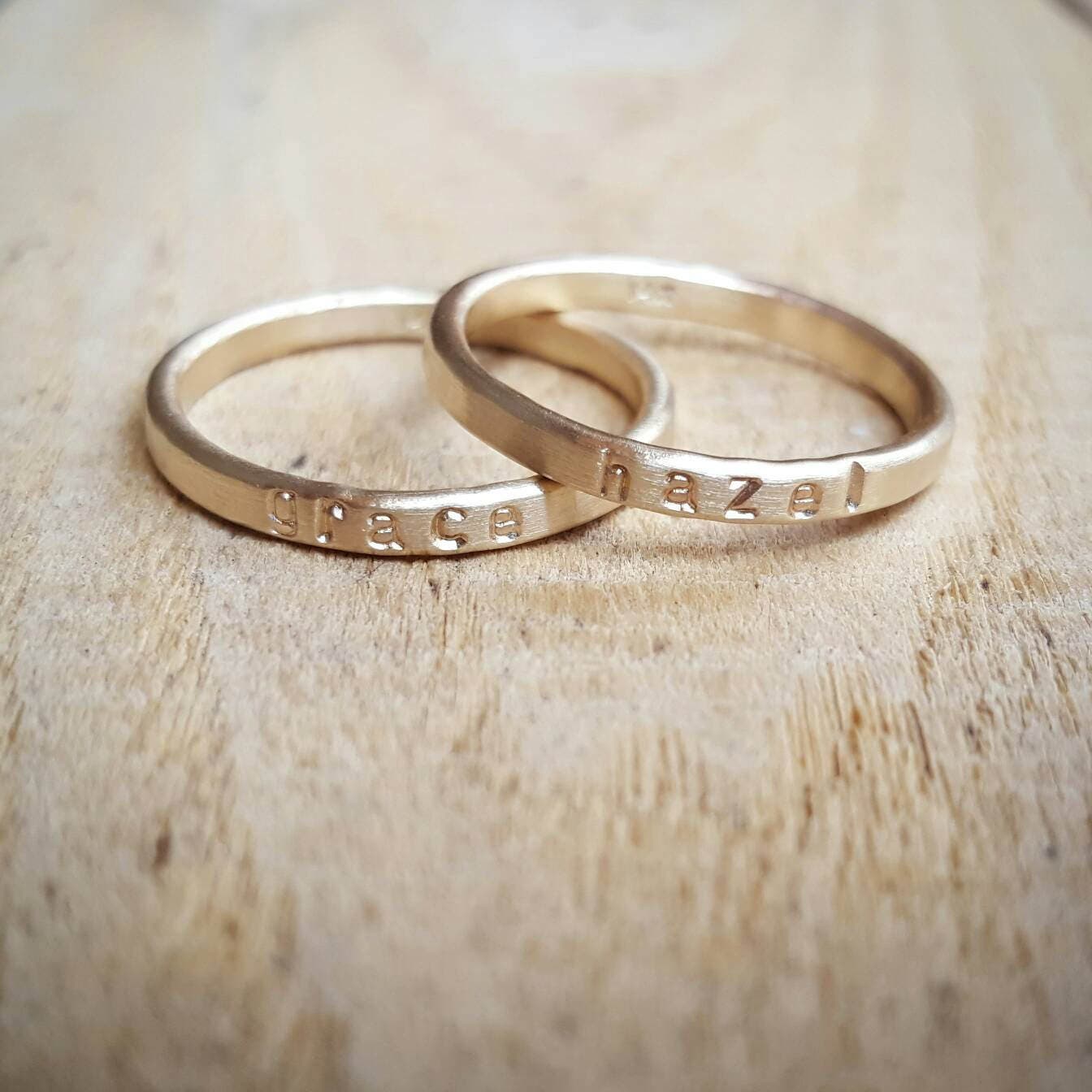 Personalized Stacking Skinny Name Ring 14K Gold Name ring | Etsy