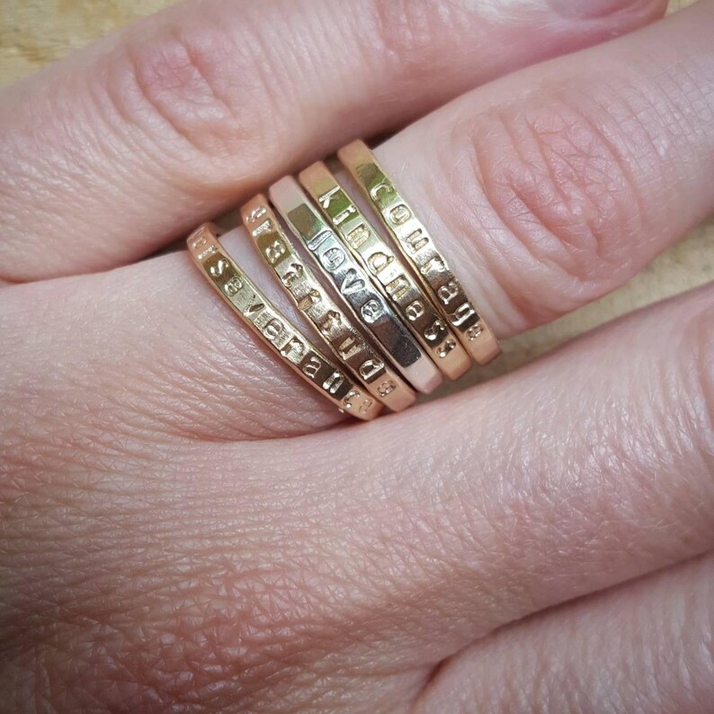 Stackable Name Ring in Sterling Silver Personalized Stacking | Etsy