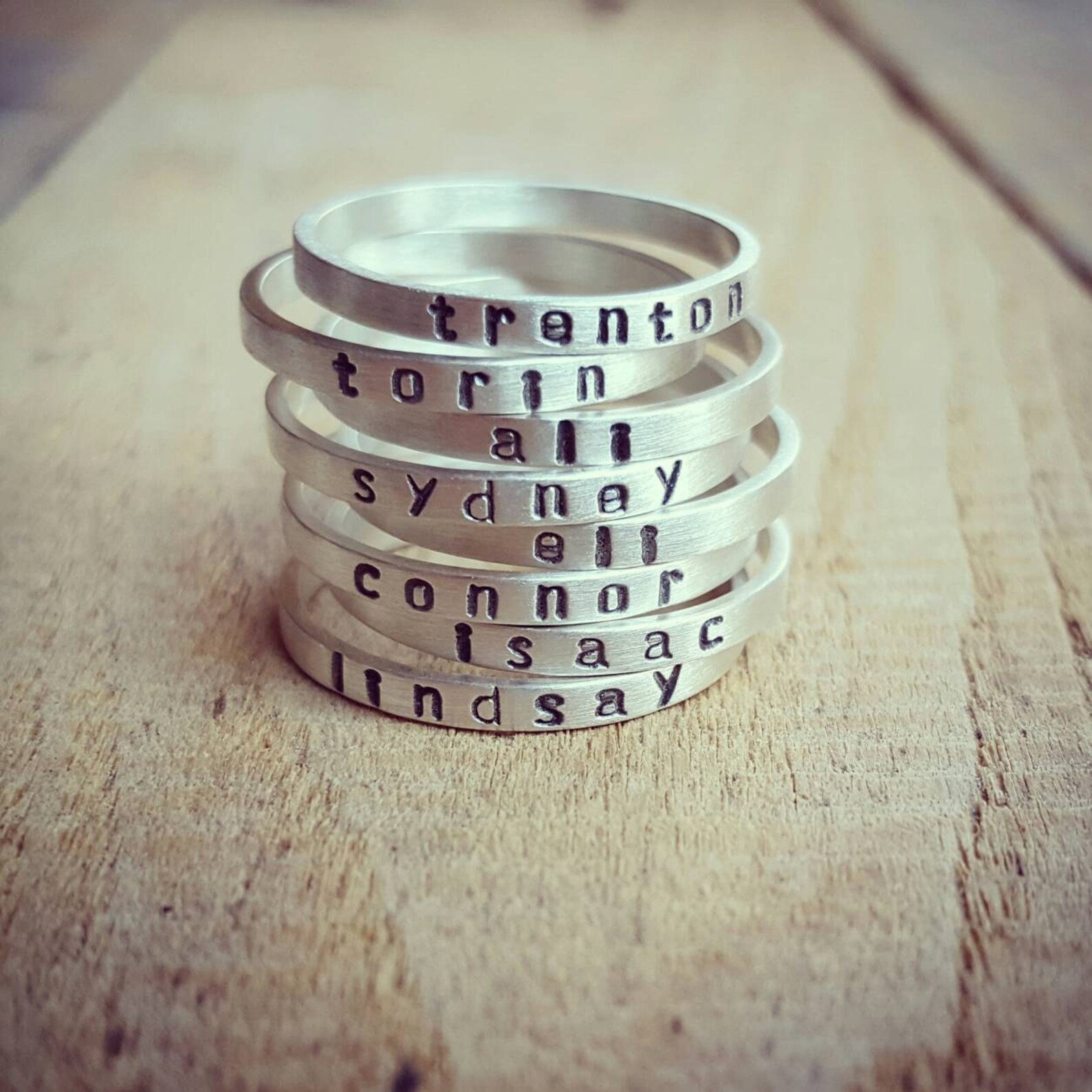 Stacking Name Ring in Sterling Silver Skinny Name Ring | Etsy