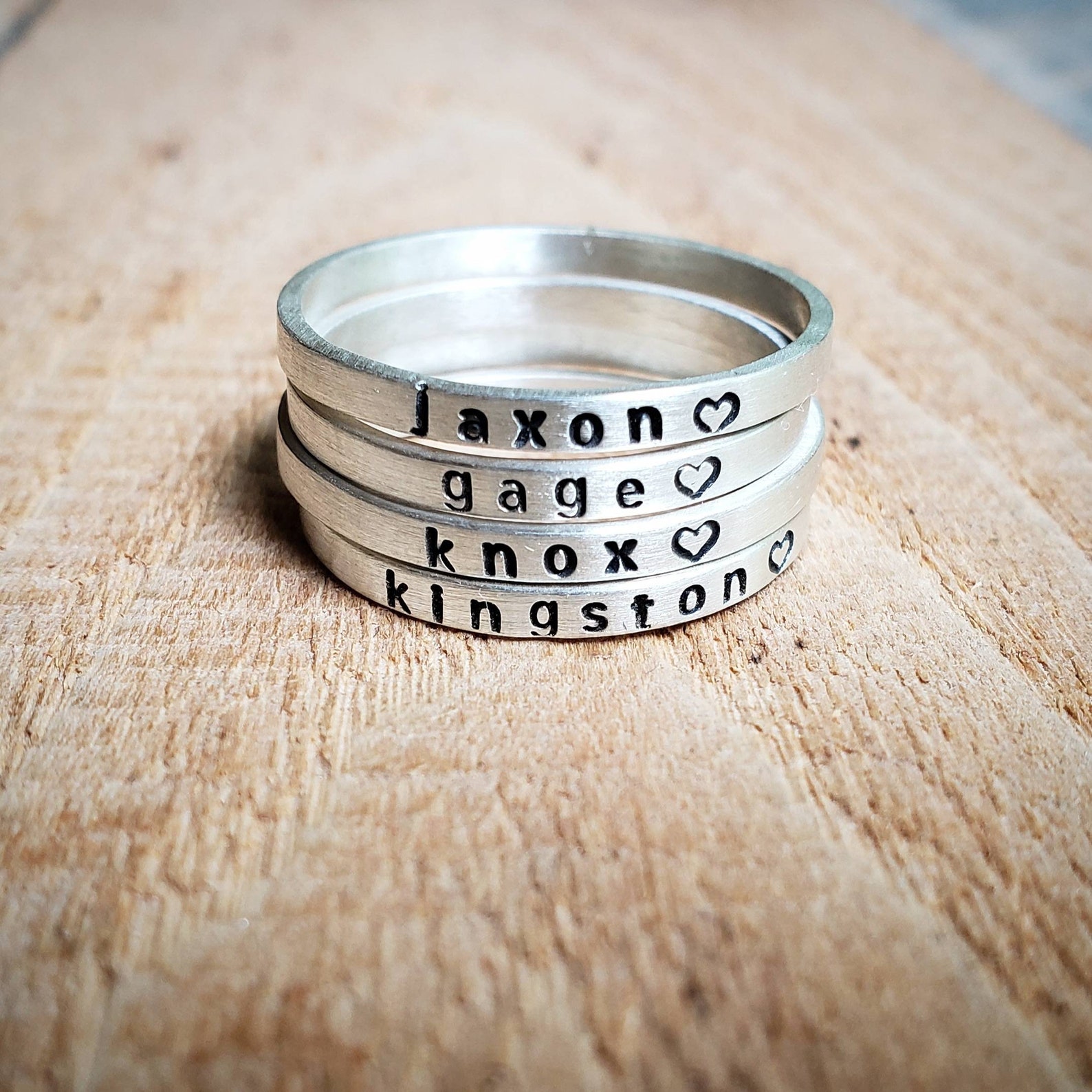 Stacking Name Ring in Sterling Silver Skinny Name Ring | Etsy
