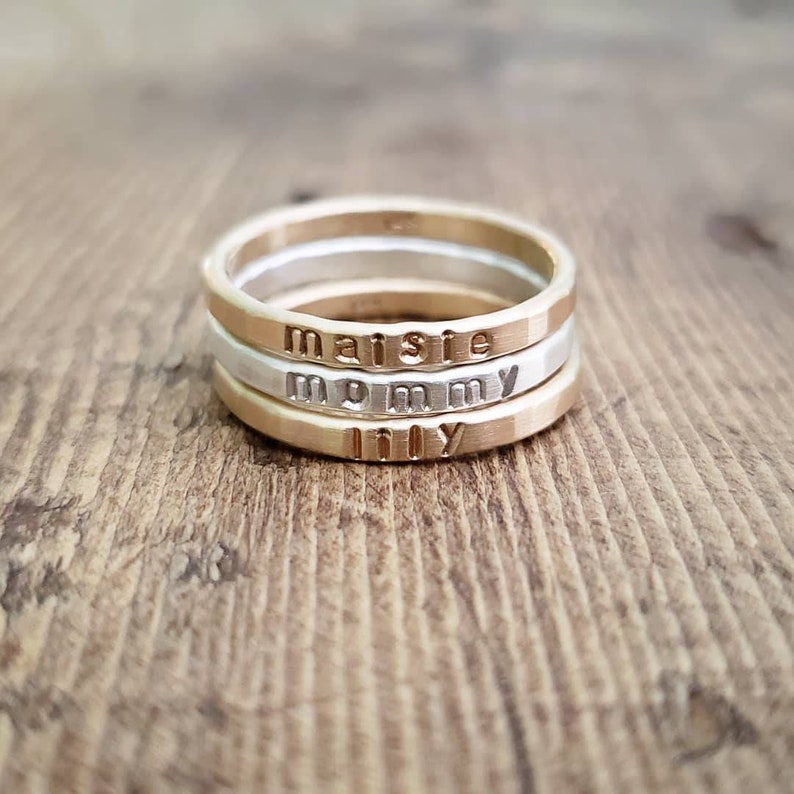 Stackable Name Ring in Sterling Silver Personalized Stacking - Etsy
