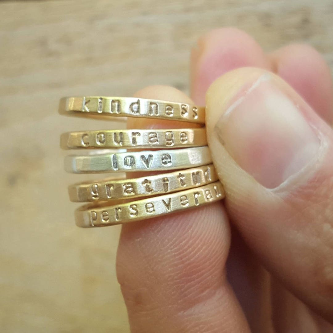 Personalized Ring With Quote in 14K Gold or Sterling Silver, Custom ...