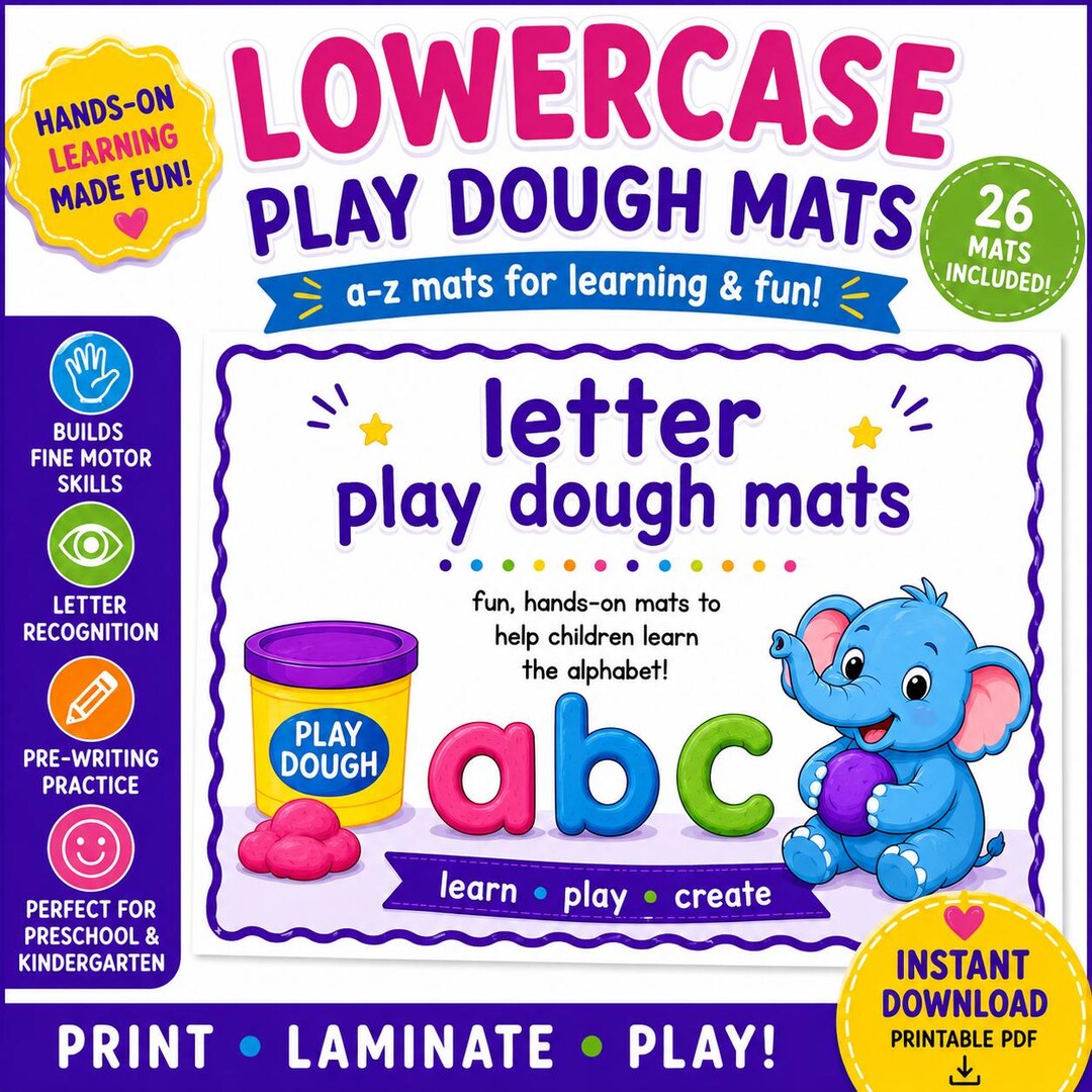Alphabet Play Dough Mats (lowercase) - Etsy