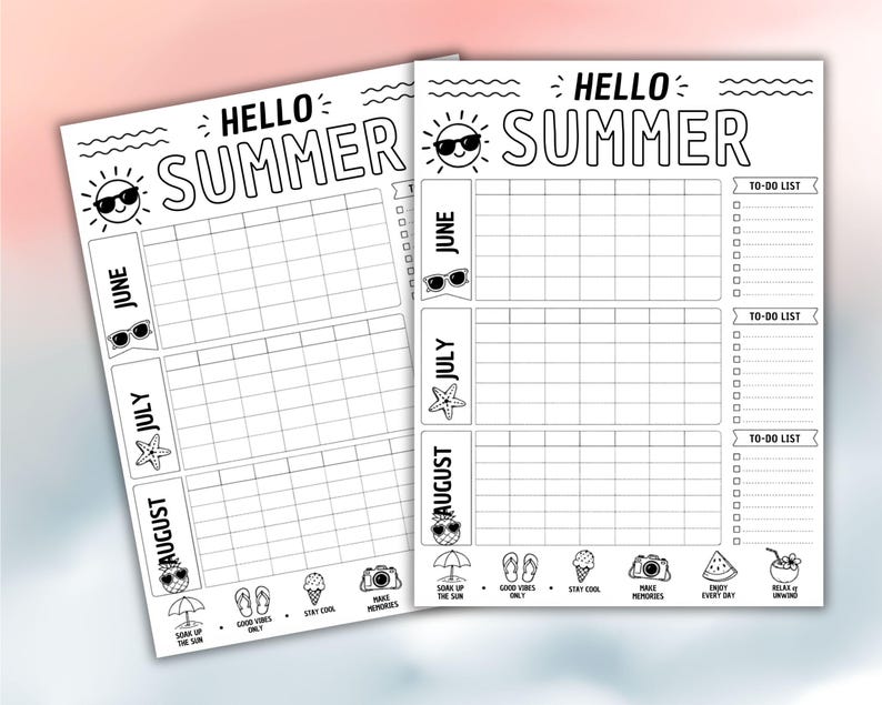 2026 Editable Summer Calendar Poster Summer Fun Bucket List Family ...