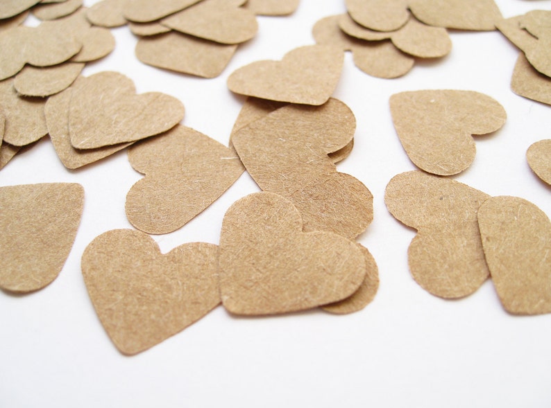 Brown Kraft Paper Confetti Hearts / Wedding, Birthday, Invitations ...