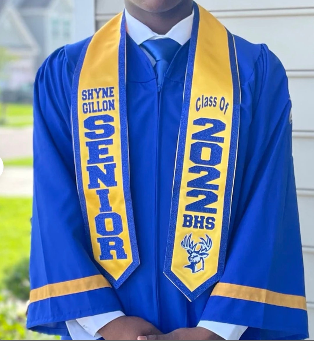 2025 72 Inch Senior Stole With Mascot, Glitter Trim and Lettering - Etsy