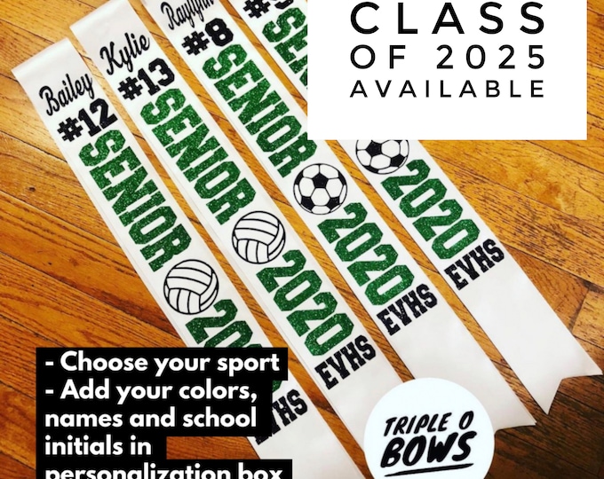 Senior Sashes, Custom Sash, Graduation Sash, Class of 2025, Volleyball ...